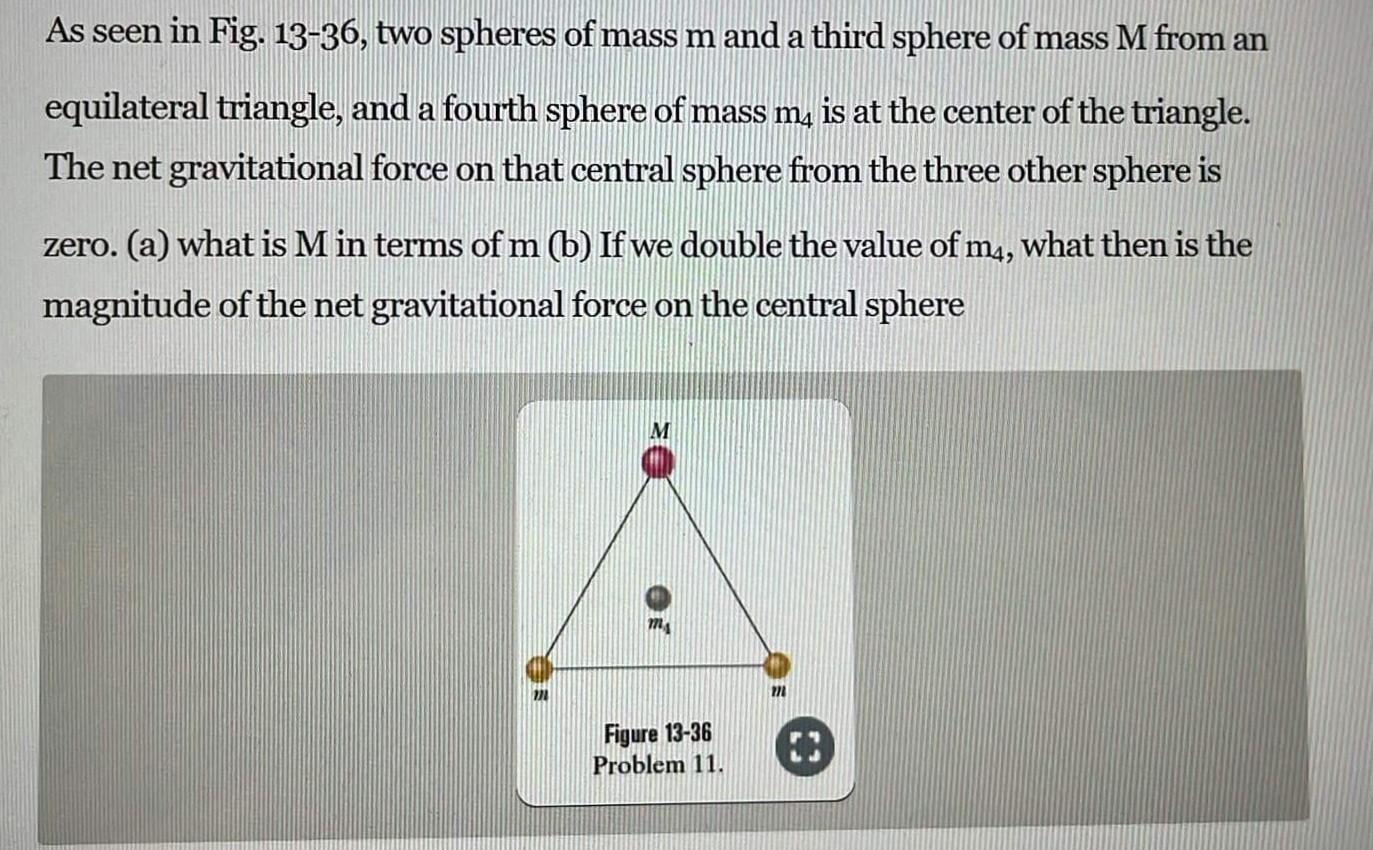 Solved As seen in Fig. 13-36, two spheres of mass m and a | Chegg.com