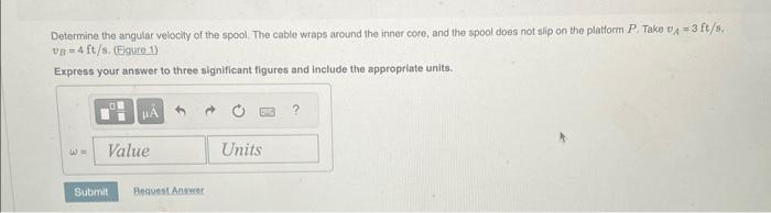 Solved Determine the angular velocity of the spool. The | Chegg.com