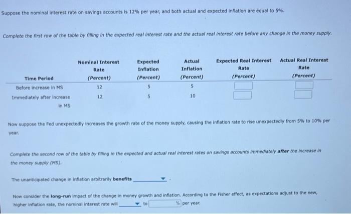 Solved Suppose the nominal interest rate on savings accounts | Chegg.com