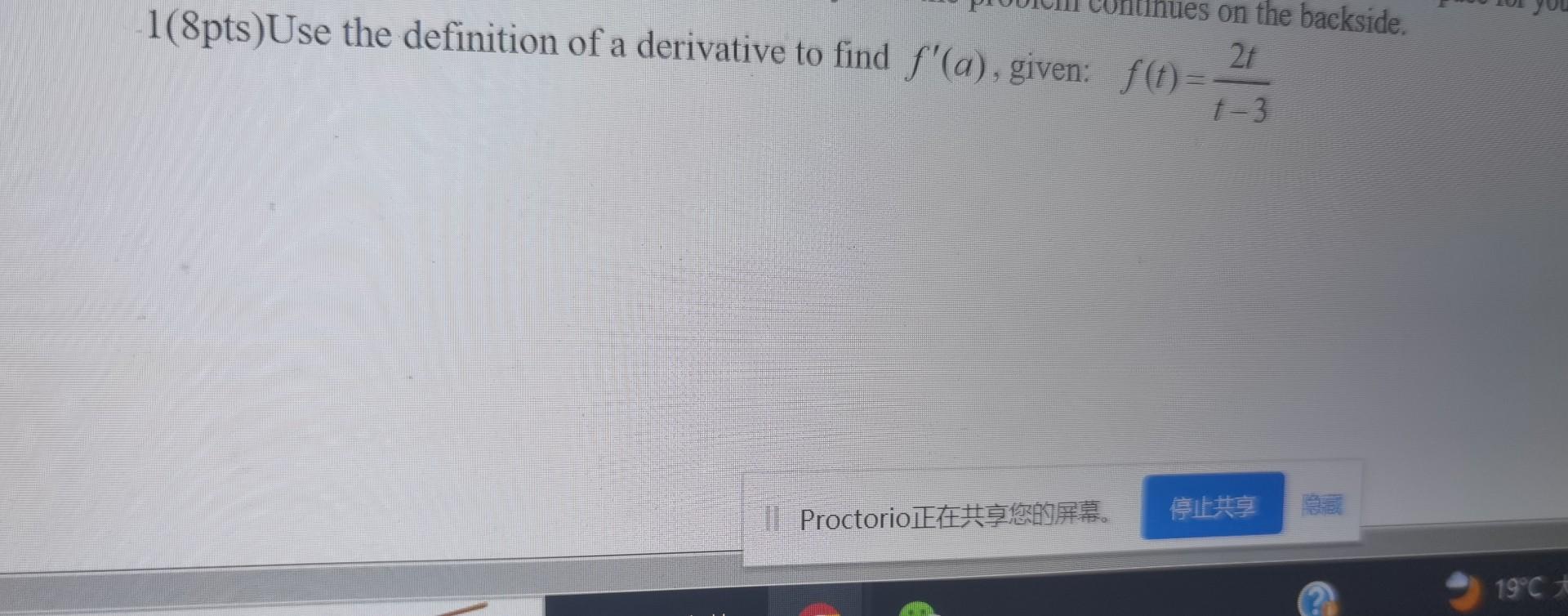 Solved 1(8pts) Use the definition of a derivative to find | Chegg.com Solved 1(8pts) Use the definition of a derivative to find | Chegg.com