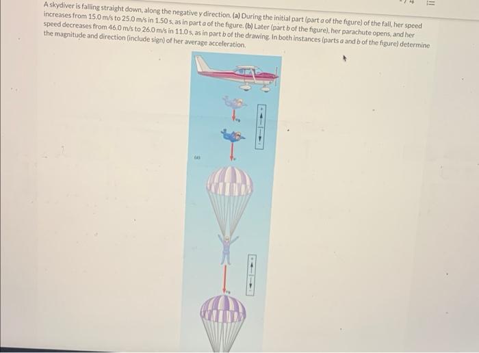 Solved 11 A skydiver is falling straight down, along the | Chegg.com