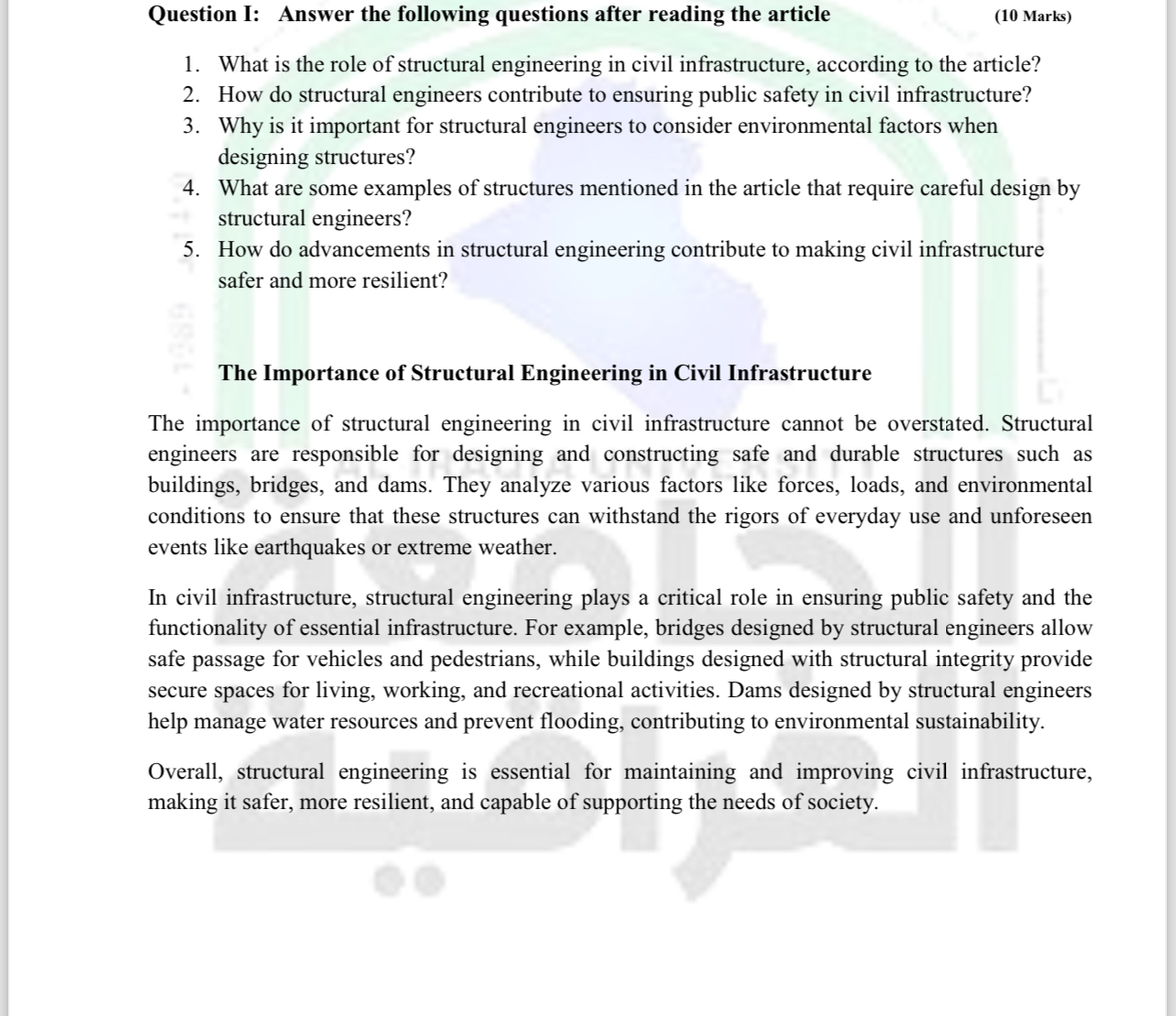 Solved Question I: Answer the following questions after | Chegg.com