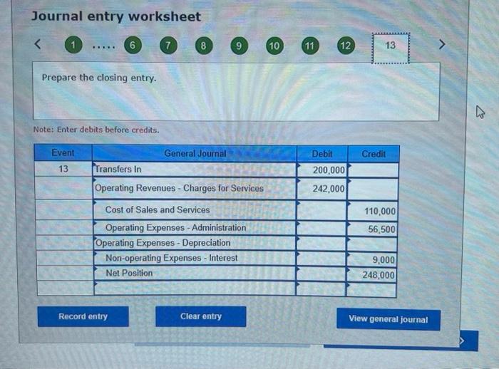 Solved Journal entry worksheet (1) ⋯⋯6 7 8 12 13 | Chegg.com