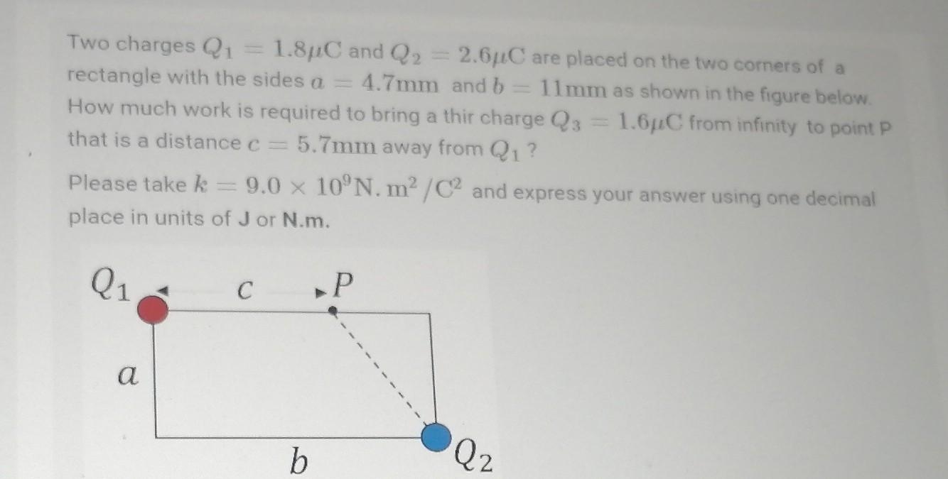 Solved Two charges Q1=1.8μC and Q2=2.6μC are placed on the | Chegg.com