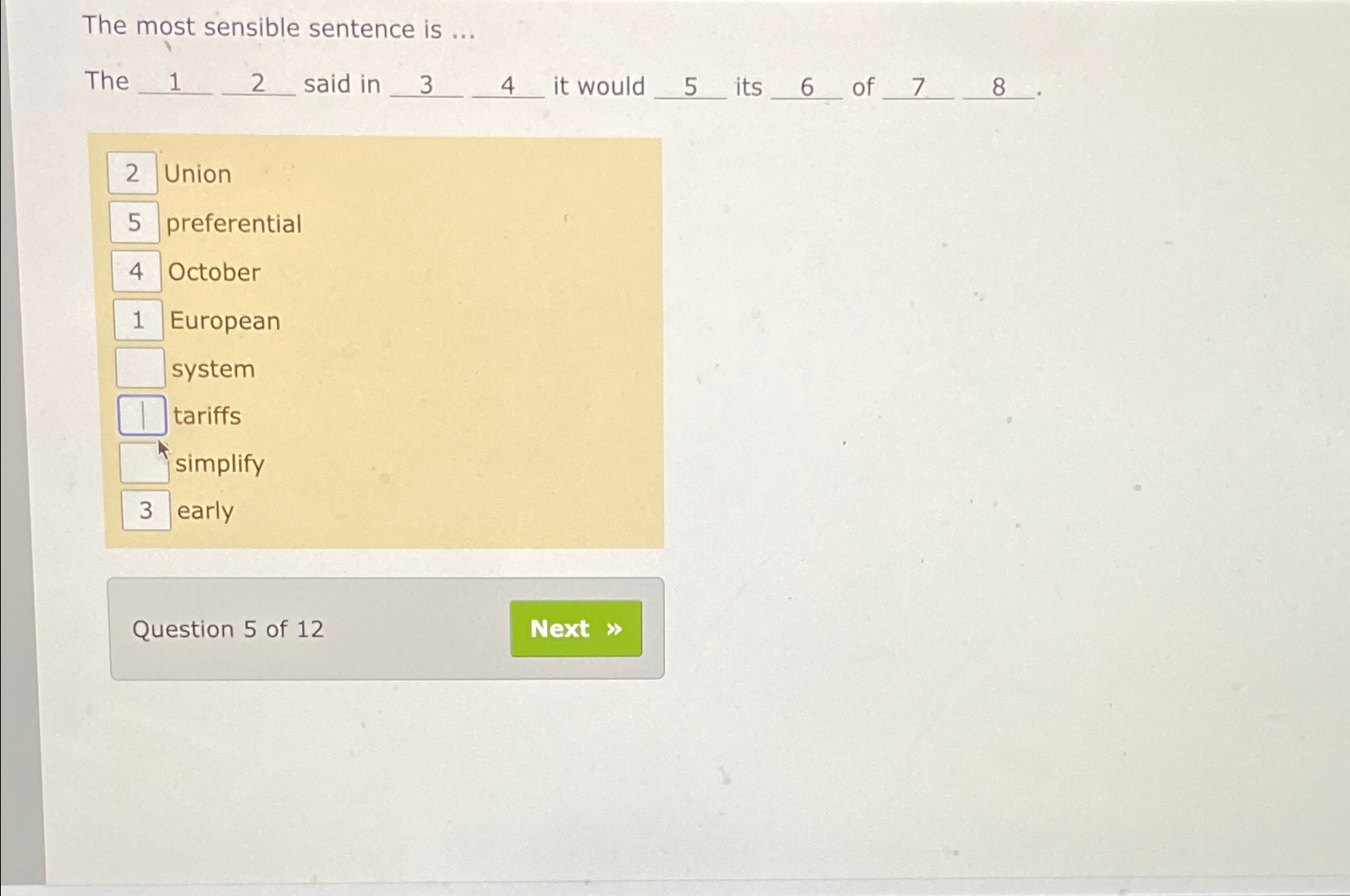 Solved The most sensible sentence is ...The 1,2 ﻿said in ,t | Chegg.com