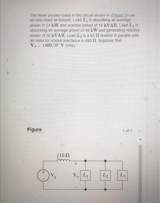 Solved The three parallel loads in the circuit shown in | Chegg.com
