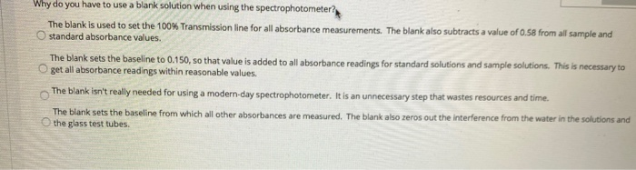 Solved Why do you have to use a blank solution when using | Chegg.com