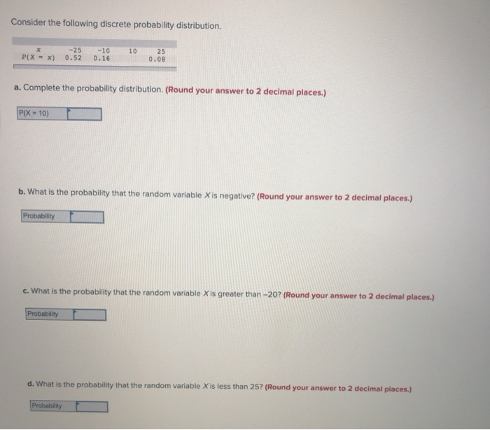 Solved Consider the following discrete probability | Chegg.com