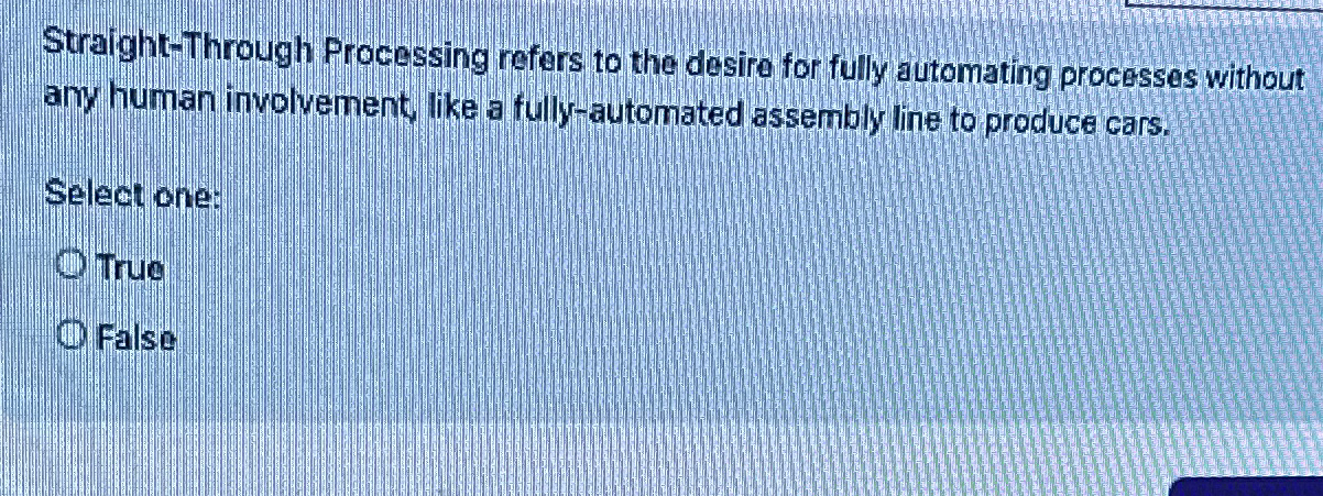 Solved Straight-Through Processing refers to the desire for | Chegg.com