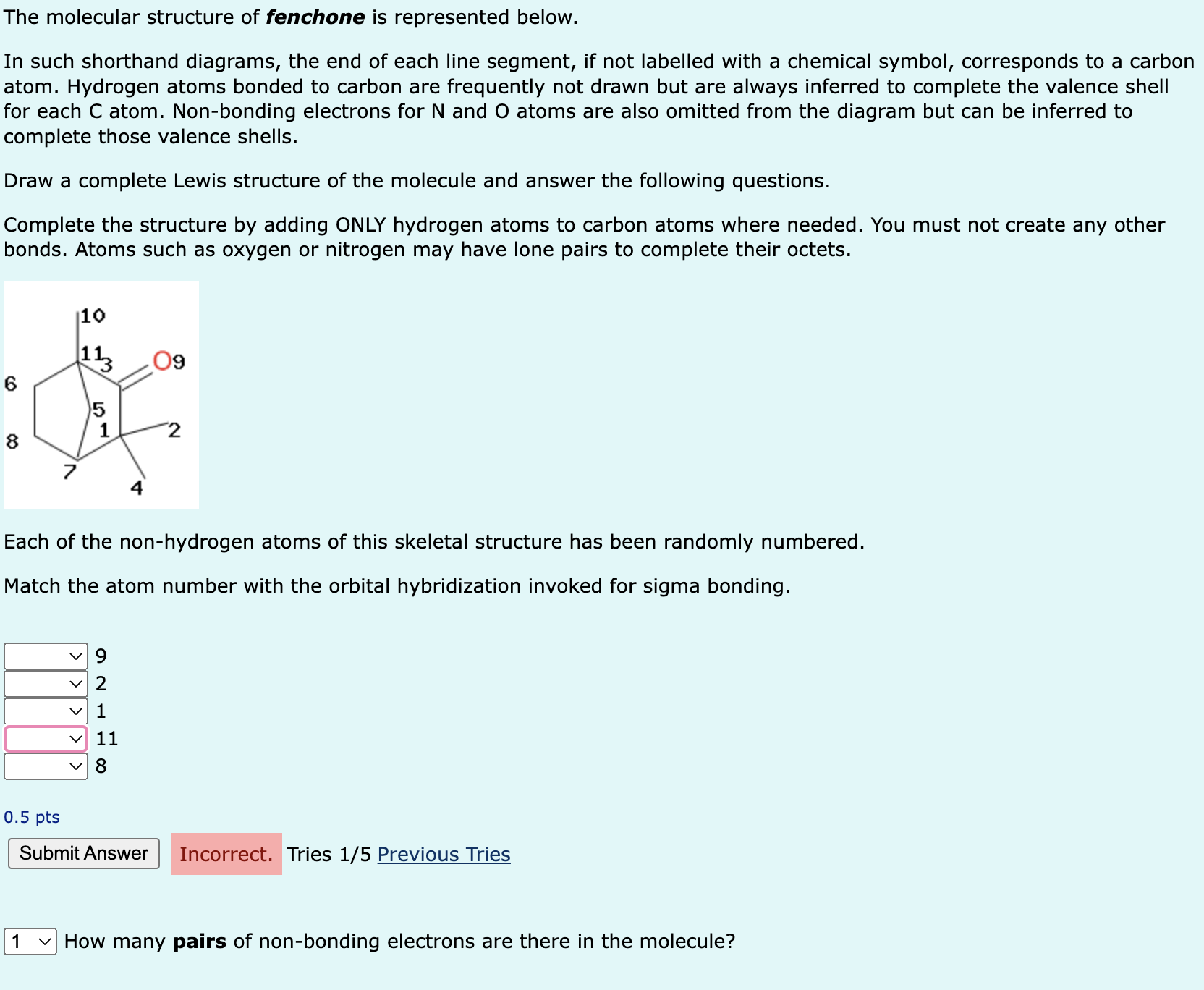 Solved The molecular structure of fenchone is represented | Chegg.com