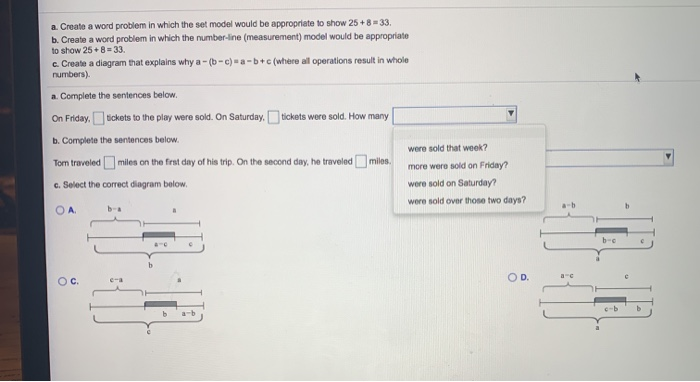Solved a. Create a word problem in which the set model would | Chegg.com