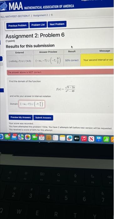 Solved Assignment 2: Problem 6 (1 point) Results for this | Chegg.com