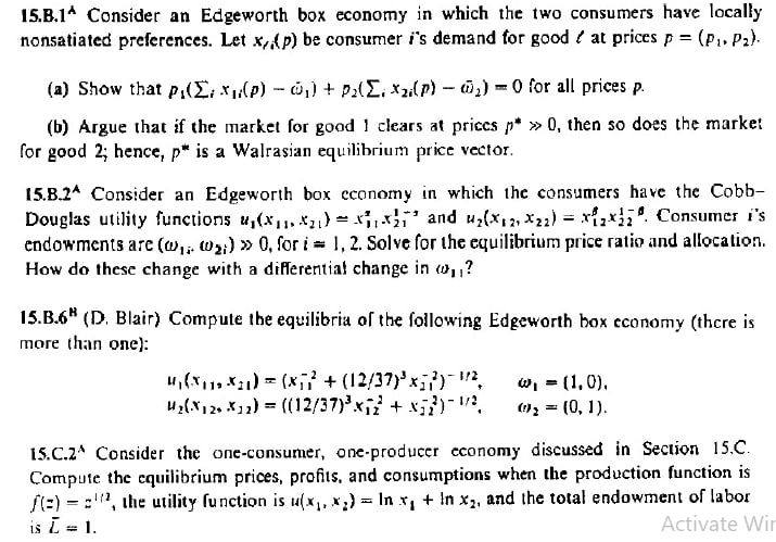 Solved Consider an exchange economy with two consumers and | Chegg.com