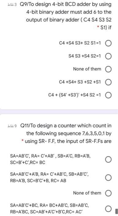 Solved 123 Q9/To design 4-bit BCD adder by using 4-bit | Chegg.com