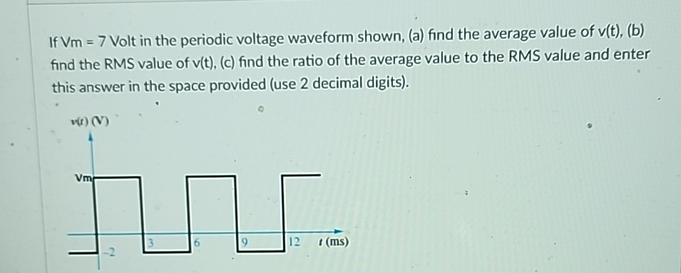 Solved If Vm=7 ﻿Volt in the periodic voltage waveform shown, | Chegg.com