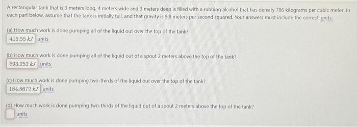 Solved A rectangular tank that is 3 meters long. 4 meters | Chegg.com