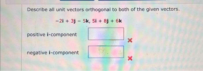 Solved Describe all unit vectors orthogonal to both of the | Chegg.com