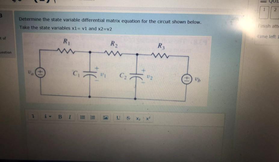 Solved 1 2 3 Determine the state variable differential | Chegg.com