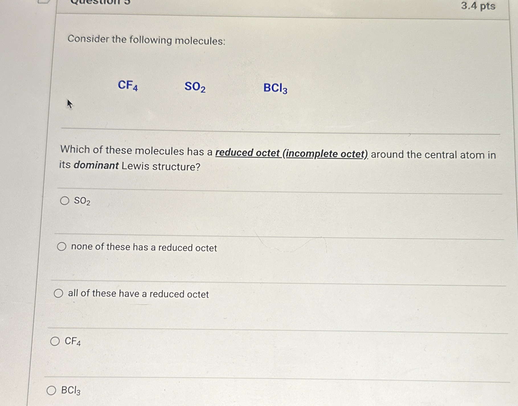 Solved 3.4 ﻿ptsConsider the following | Chegg.com
