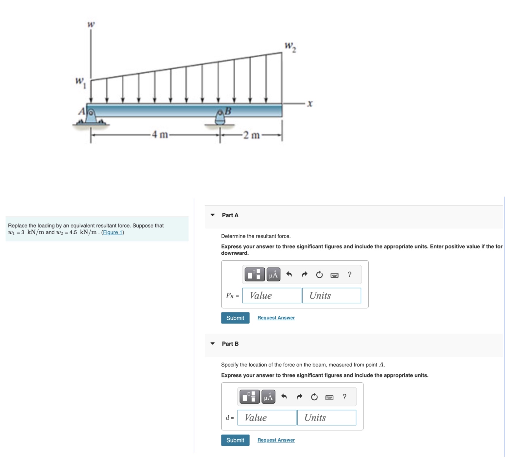 Solved Replace the loading by an equivalent resultant force. | Chegg.com