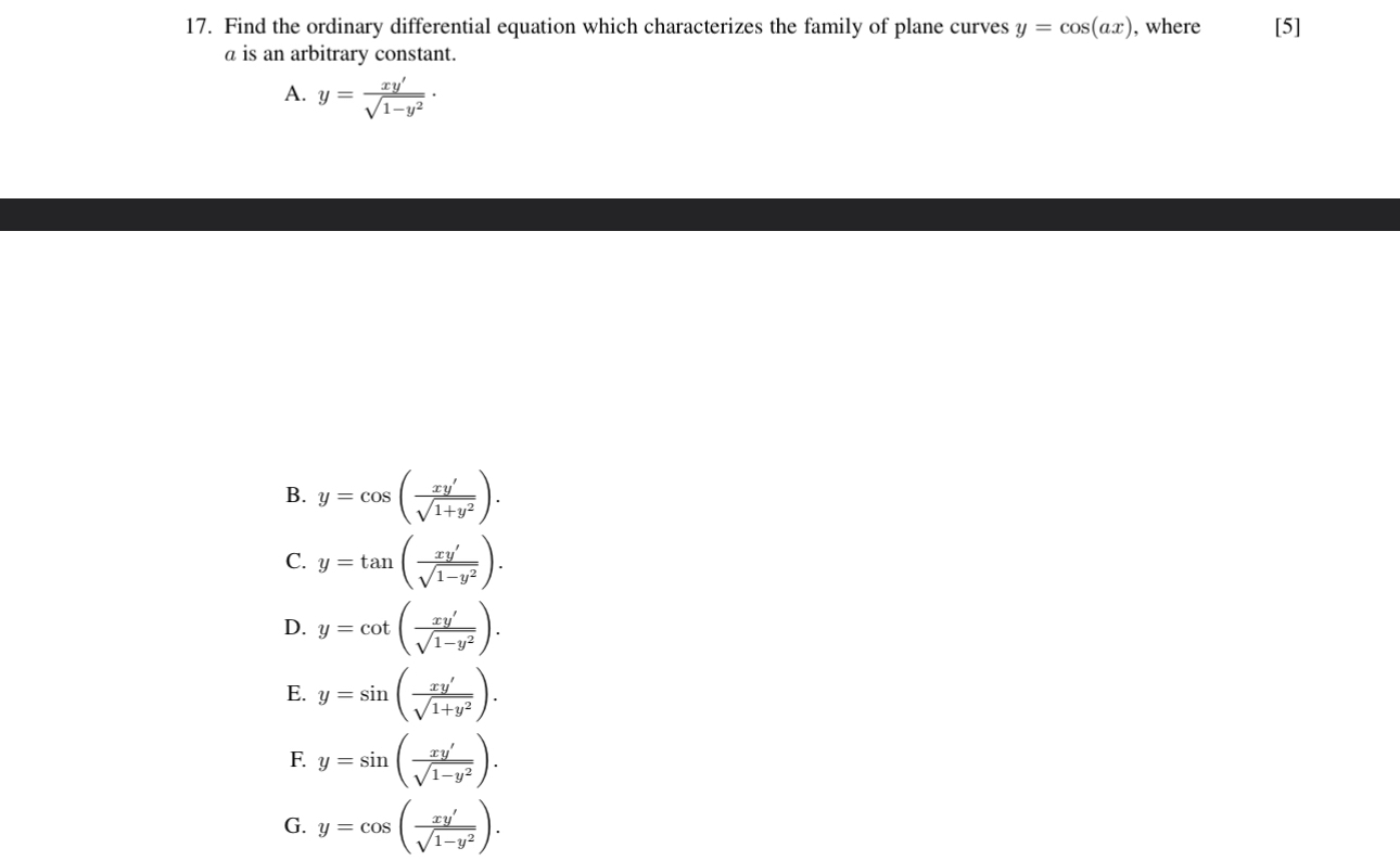 Solved Find the ordinary differential equation which | Chegg.com