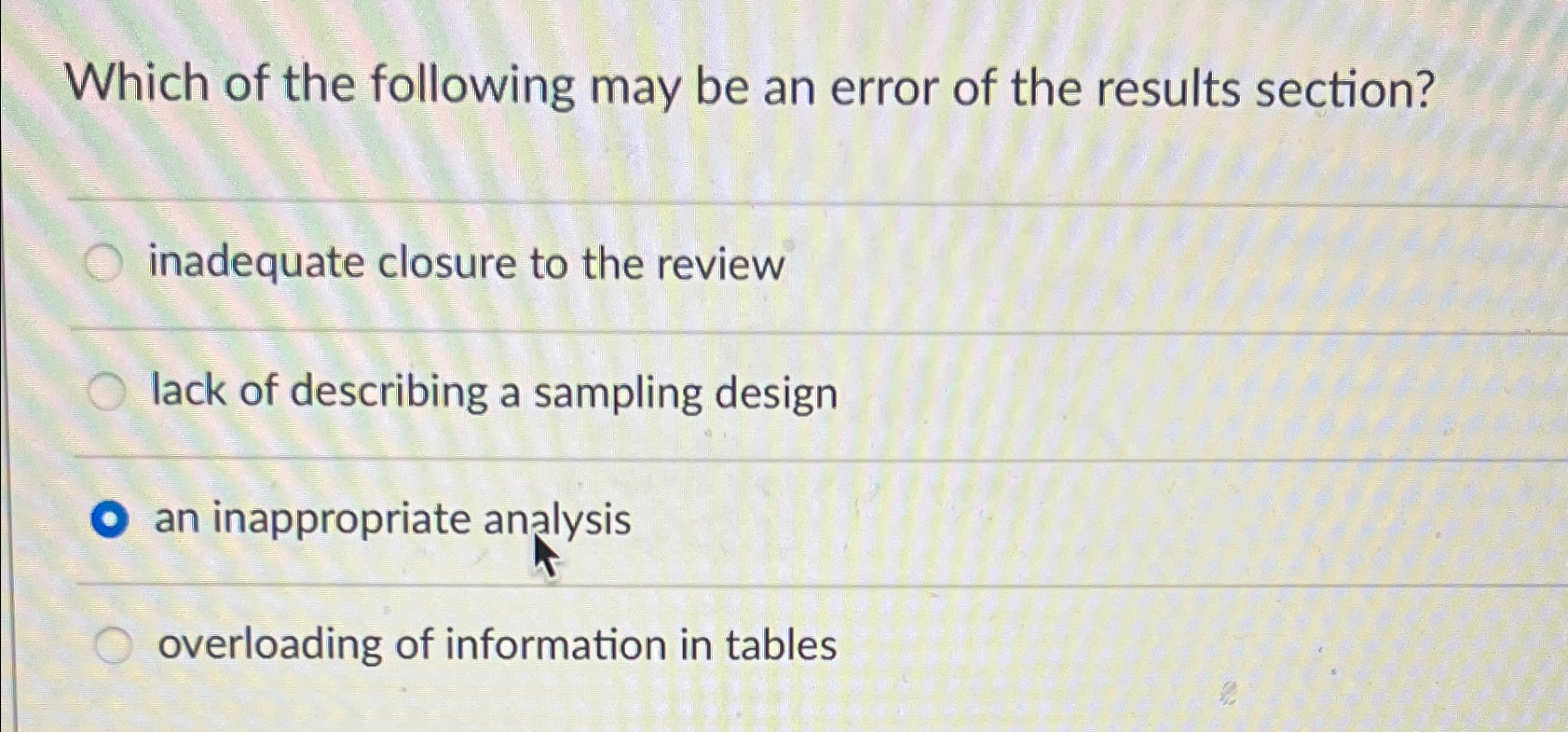 Solved Which of the following may be an error of the results | Chegg.com