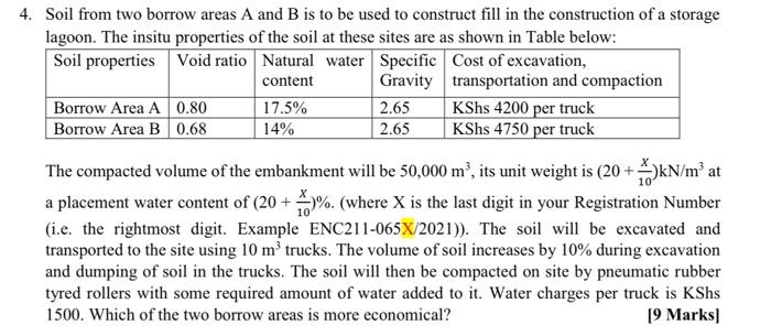 Solved Soil from two borrow areas A and B is to be used to | Chegg.com