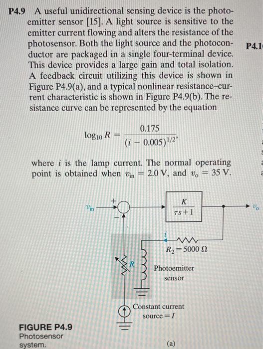 Solved P4.9 A useful unidirectional sensing device is the | Chegg.com