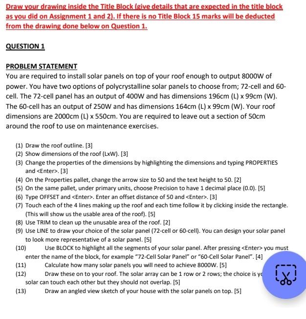Solved Draw your drawing inside the Title Block (give | Chegg.com