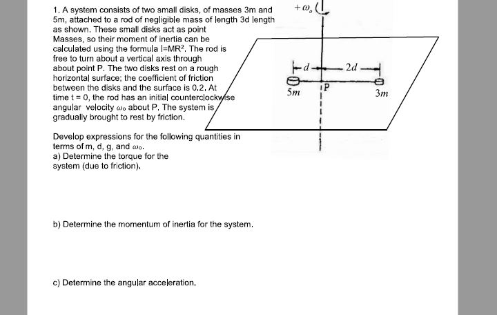 Solved A system consists of two small disks, of mass5m, | Chegg.com