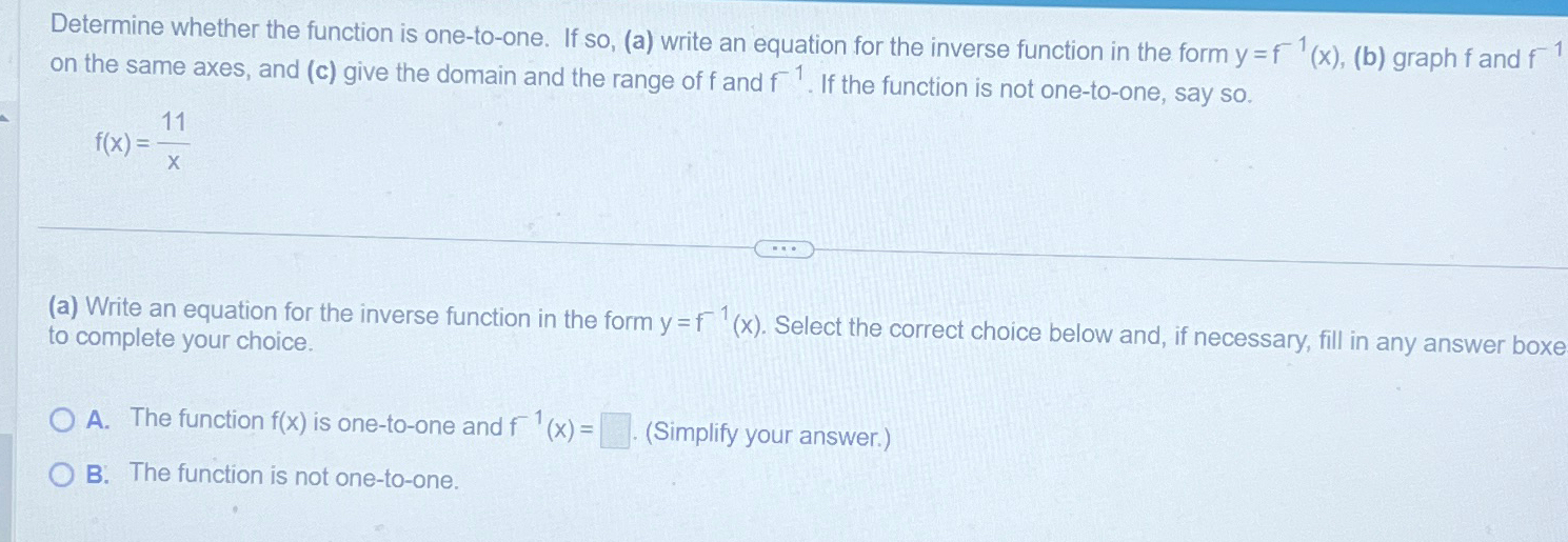 Solved Determine whether the function is one-to-one. If | Chegg.com