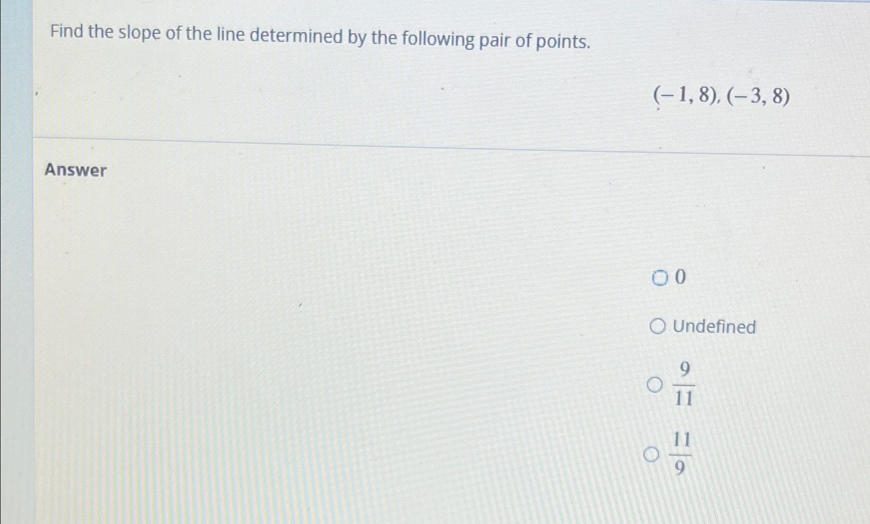 Solved Find the slope of the line determined by the | Chegg.com