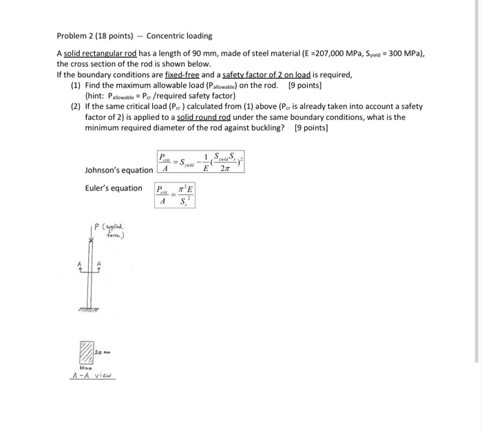 Solved Problem 2 (18 points) -- Concentric loading A solid | Chegg.com