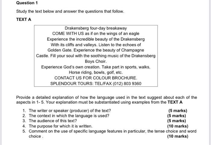 Study the text below and answer the questions that | Chegg.com
