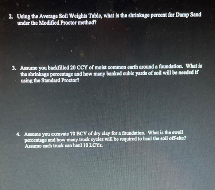 Solved Assume you excavate 70 BCY of dyy clay for a | Chegg.com