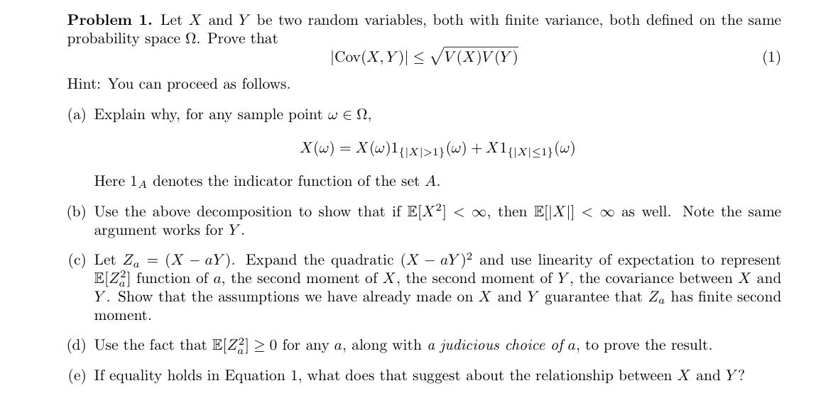 Solved Problem 1. ﻿Let x ﻿and Y ﻿be two random variables, | Chegg.com