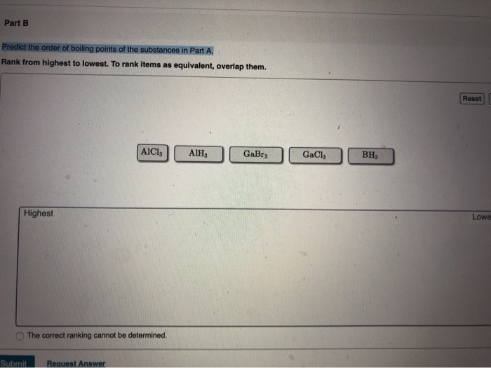 Solved Part B Predict the order of boiling points of the | Chegg.com