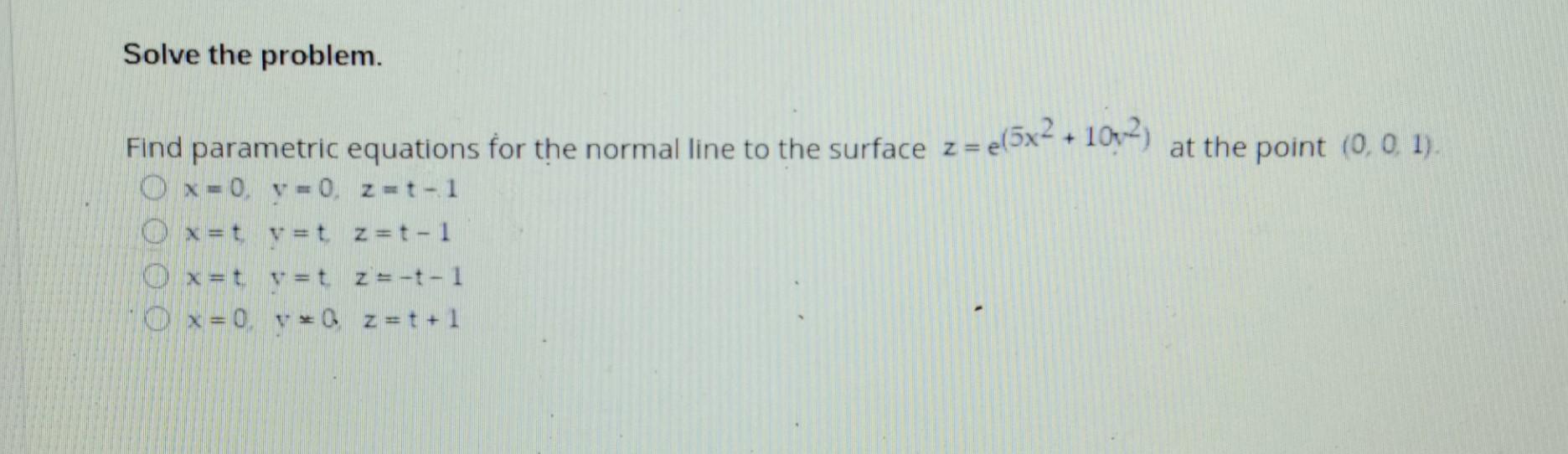 Solved Find parametric equations for the normal line to the | Chegg.com