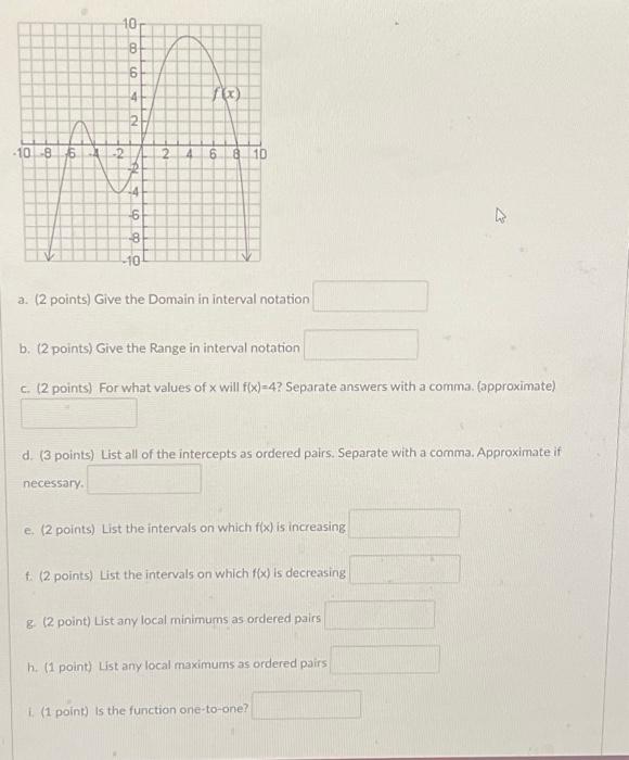 Solved b. ( 2 points) Give the Range in interval notation c. | Chegg.com
