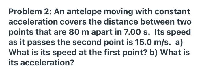 Solved Problem 2 An Antelope Moving With Constant