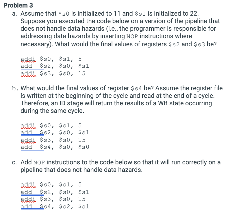 Problem 3a. ﻿Assume that $s0 ﻿is initialized to 11 | Chegg.com
