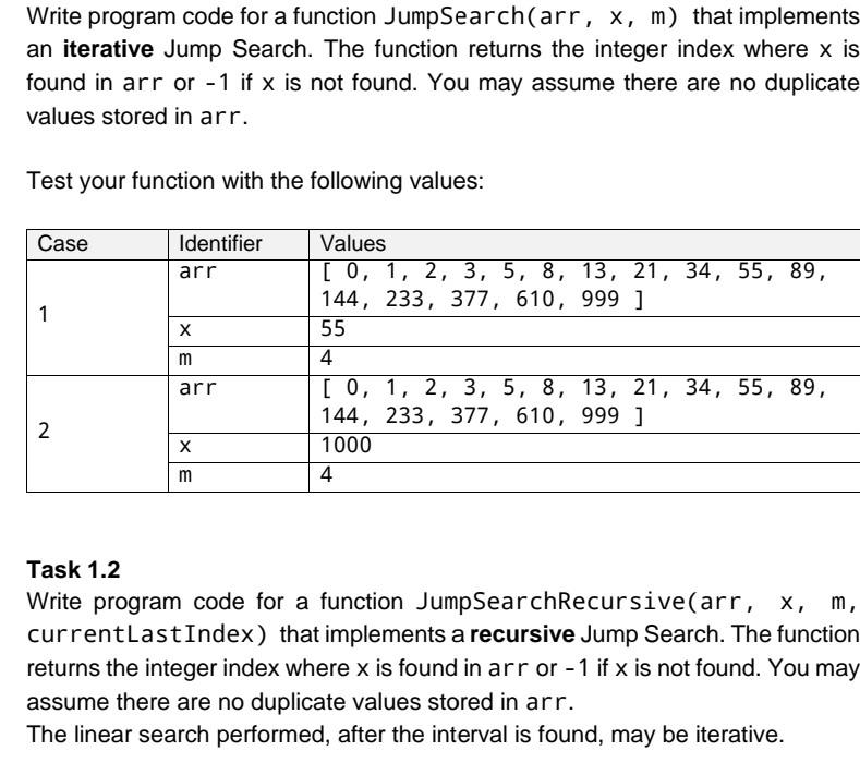 Solved The Jump Search Algorithm Was Designed As It Is Not 7382