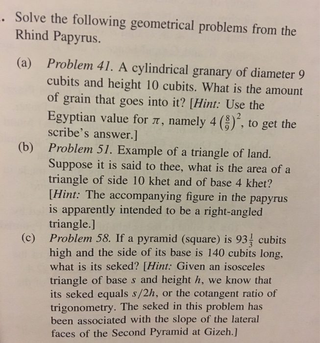 Solved . Solve the following geometrical problems from the | Chegg.com