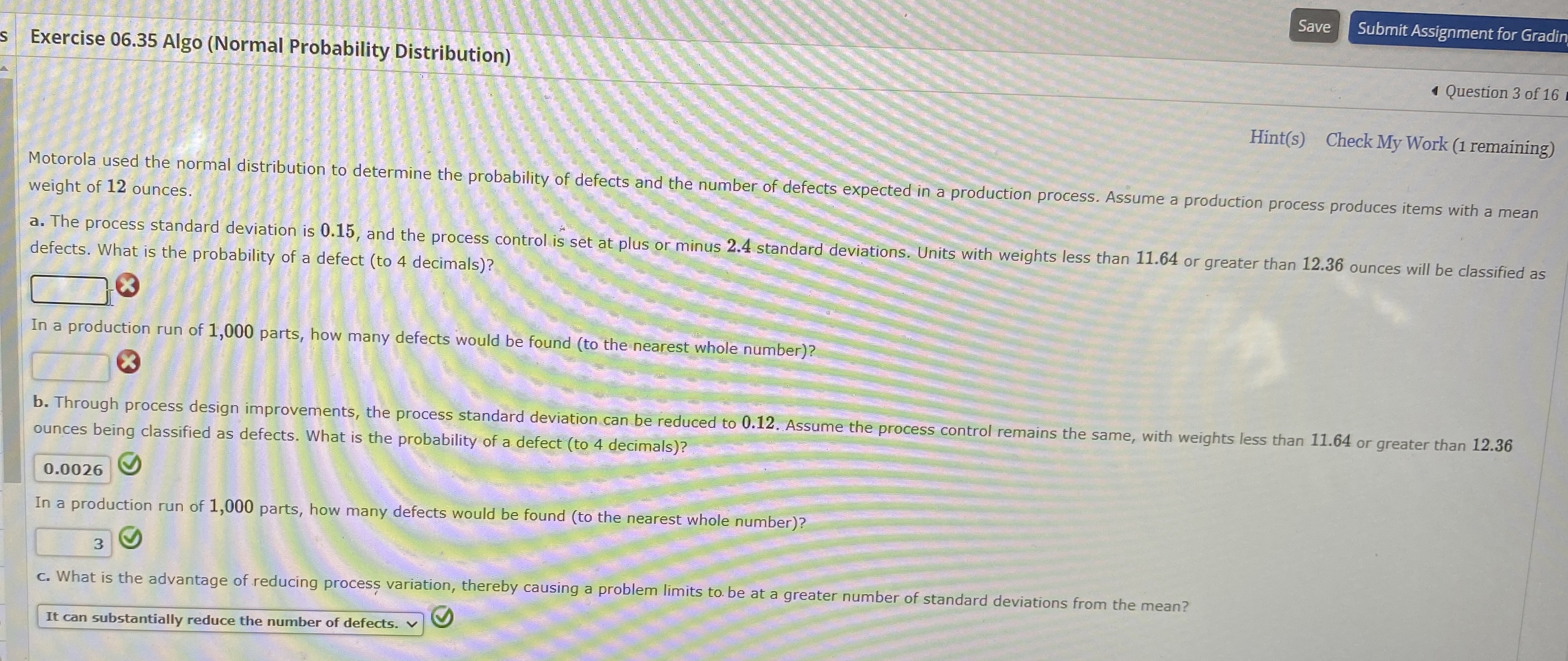 Solved Exercise 06.35 ﻿Algo (Normal Probability | Chegg.com