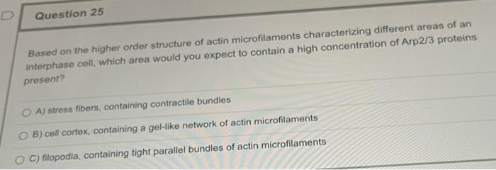 Solved Question 24 An actin microfilament is currently | Chegg.com