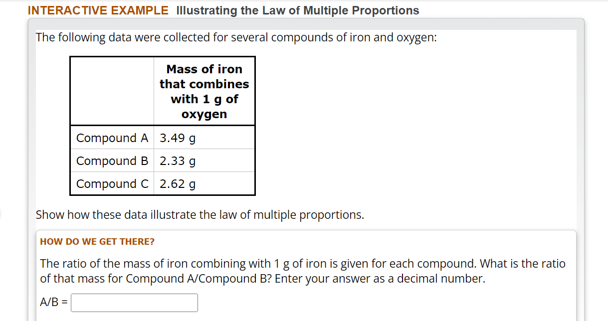 Solved INTERACTIVE EXAMPLE Illustrating the Law of Multiple | Chegg.com
