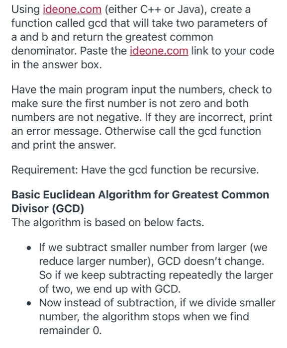 Solved Using ideone.com (either C++ or Java), create a | Chegg.com