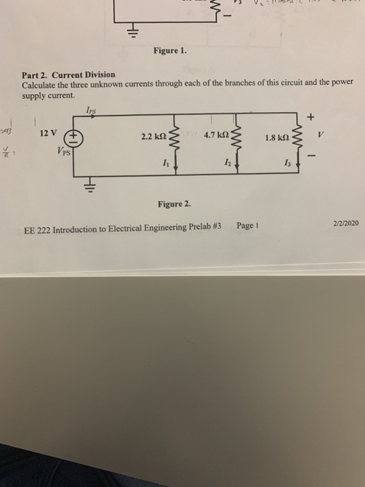 Solved Figure 1. Part 2. Current Division Calculate the | Chegg.com