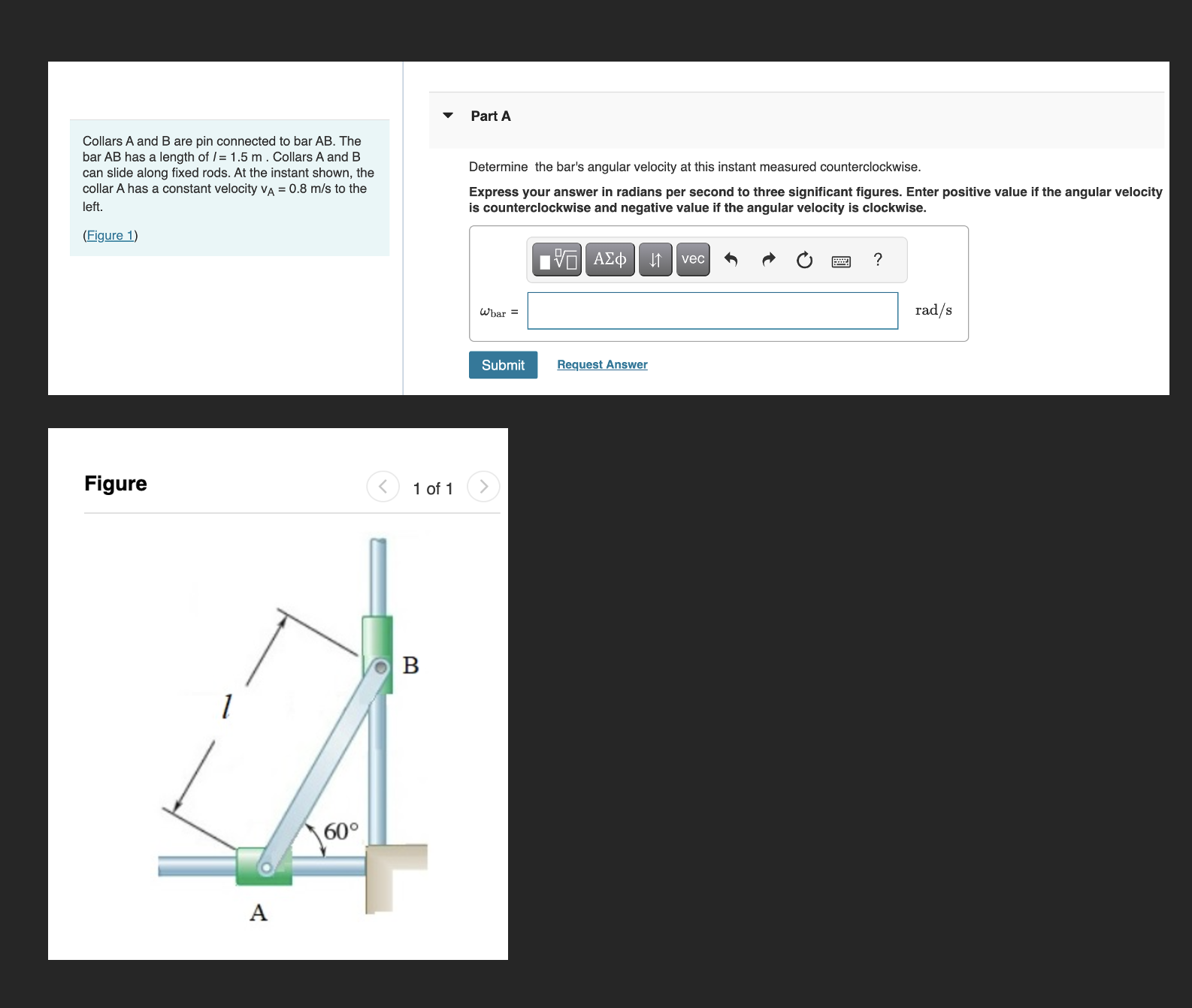 Solved Dyn Q4 ﻿Part ACollars A and B ﻿are pin connected to | Chegg.com