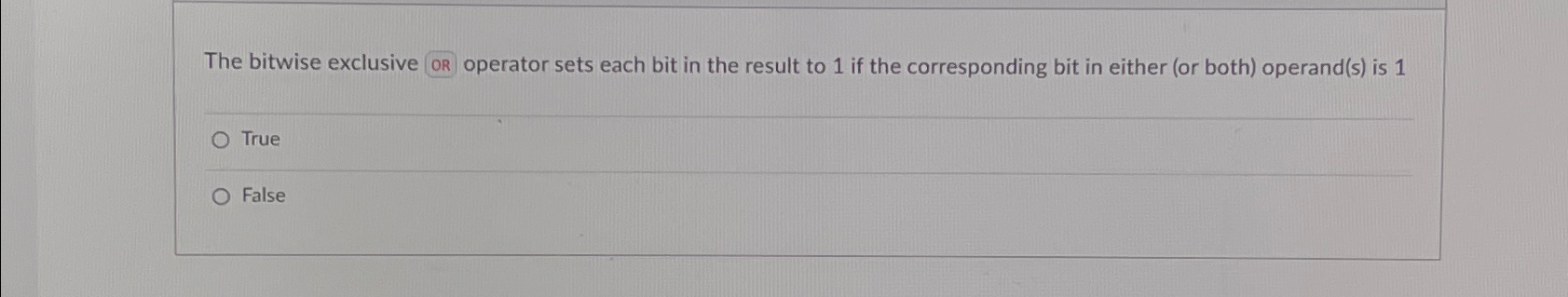 Solved The bitwise exclusive O ﻿OR operator sets each bit in | Chegg.com